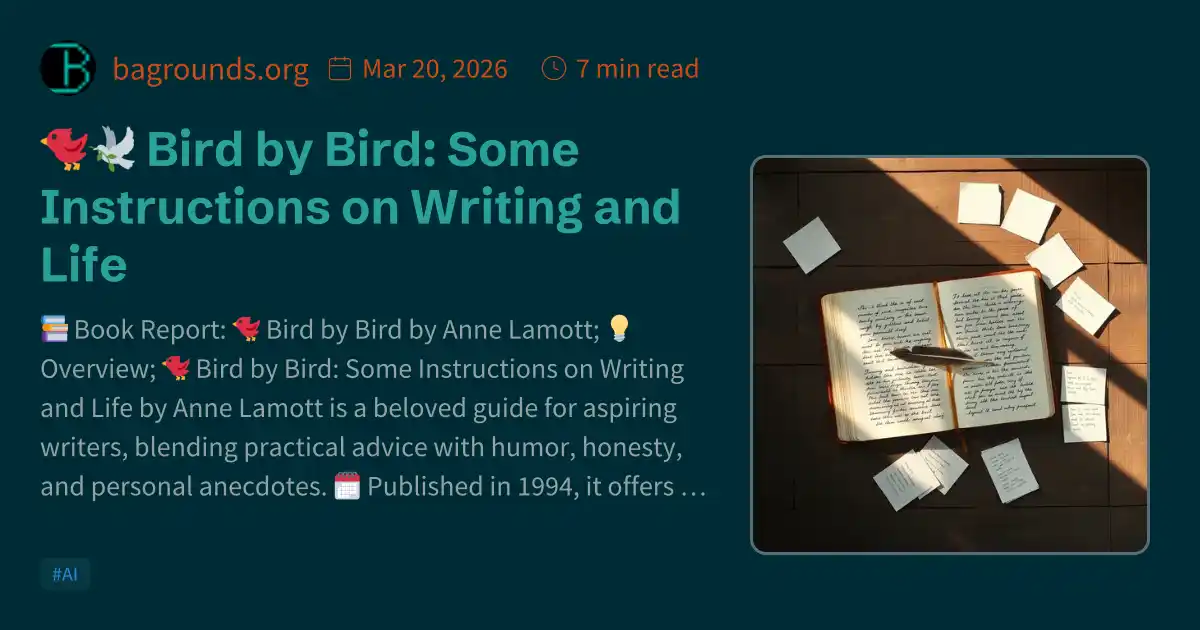 🐦🕊️ Bird by Bird: Some Instructions on Writing and Life