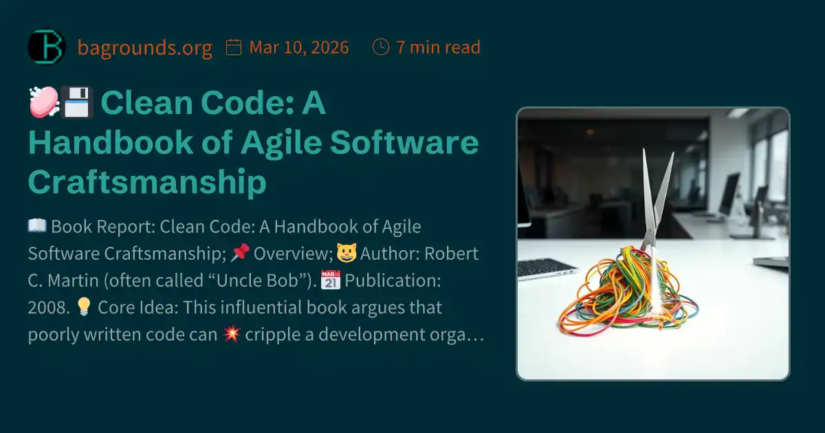 🧼💾 Clean Code: A Handbook of Agile Software Craftsmanship