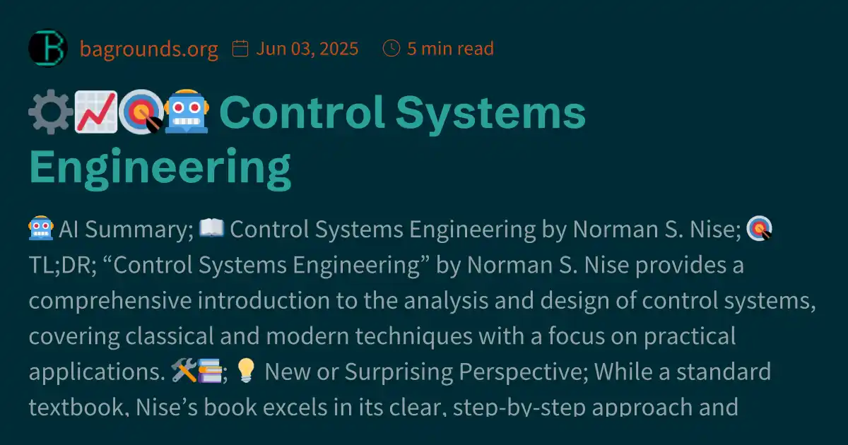 ⚙️📈🎯🤖 Control Systems Engineering