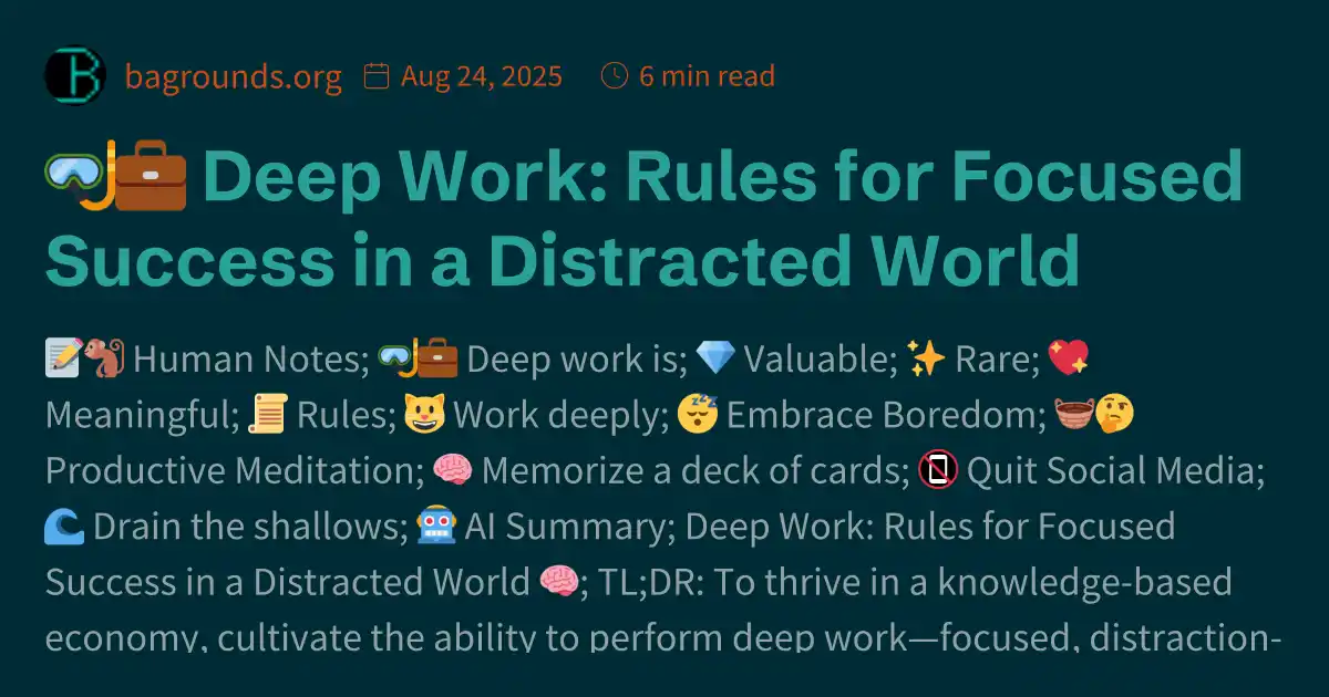 🤿💼 Deep Work: Rules for Focused Success in a Distracted World