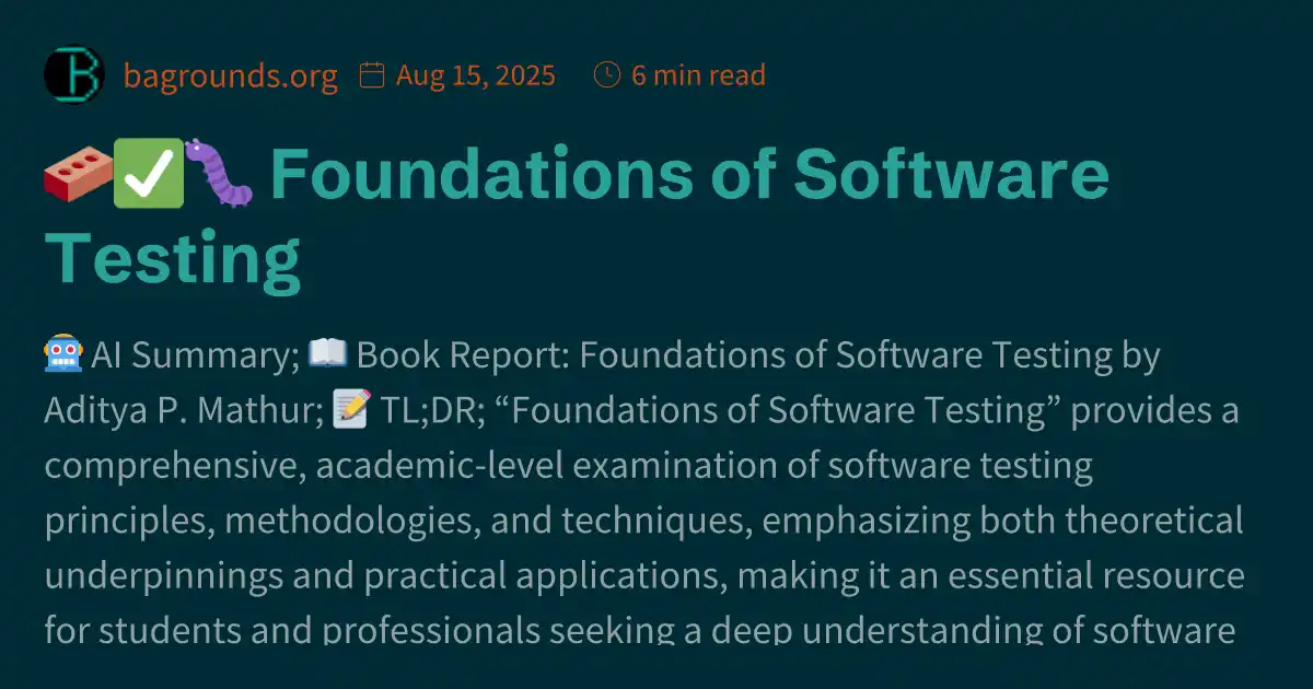 🧱 🐛 Foundations of Software Testing