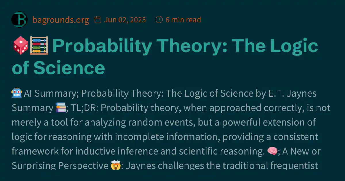 🎲🧮 Probability Theory: The Logic of Science