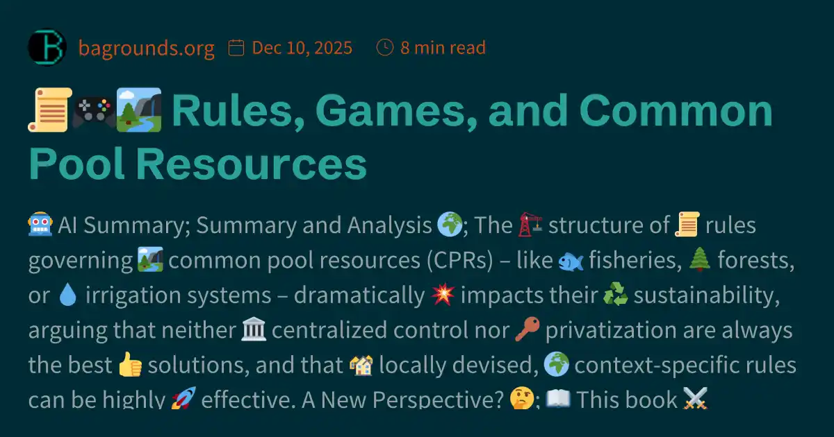 📜🎮🏞️ Rules, Games, and Common Pool Resources