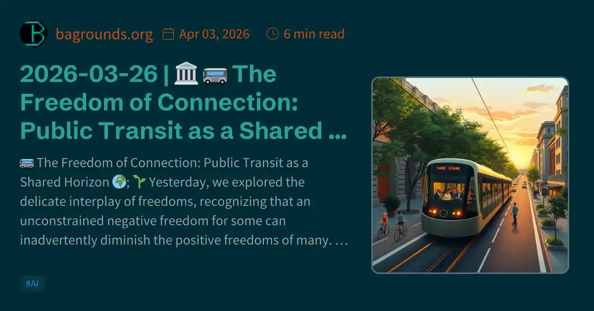2026-03-26 | 🏛️ 🚌 The Freedom of Connection: Public Transit as a Shared ...