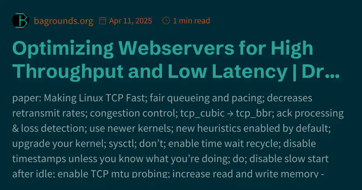 Optimizing Webservers For High Throughput And Low Latency Dropbox