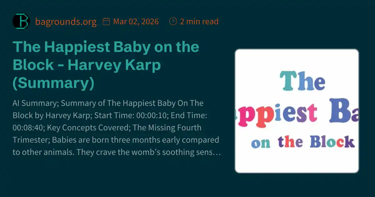 The Happiest Baby On The Block Harvey Karp Summary