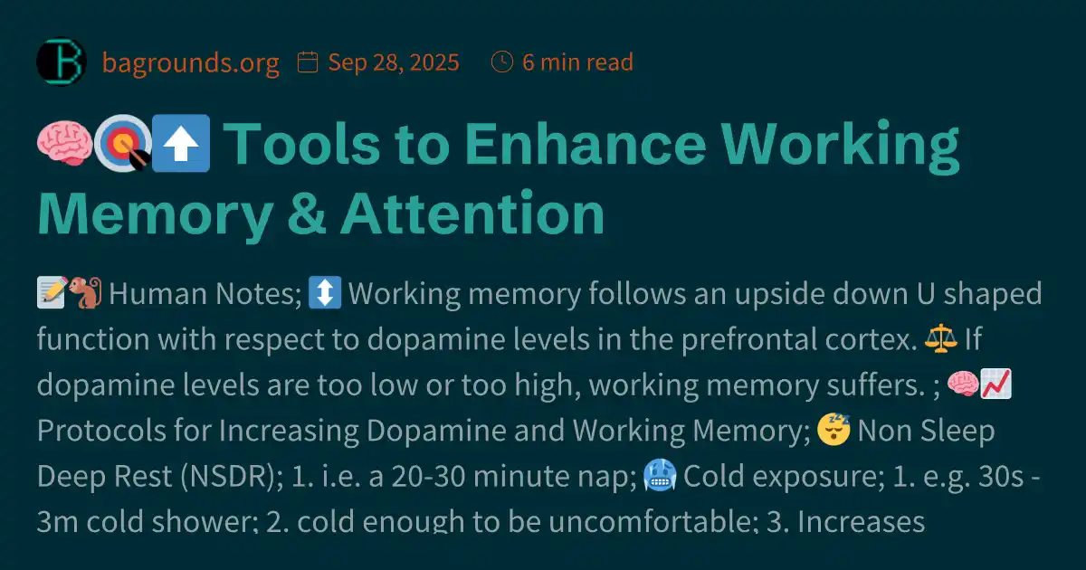 Tools to Enhance Working Memory & Attention
