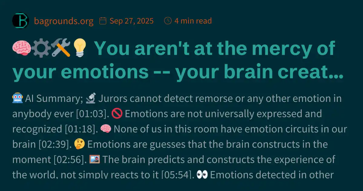 🧠⚙️🛠️💡 You aren't at the mercy of your emotions -- your brain creates ...